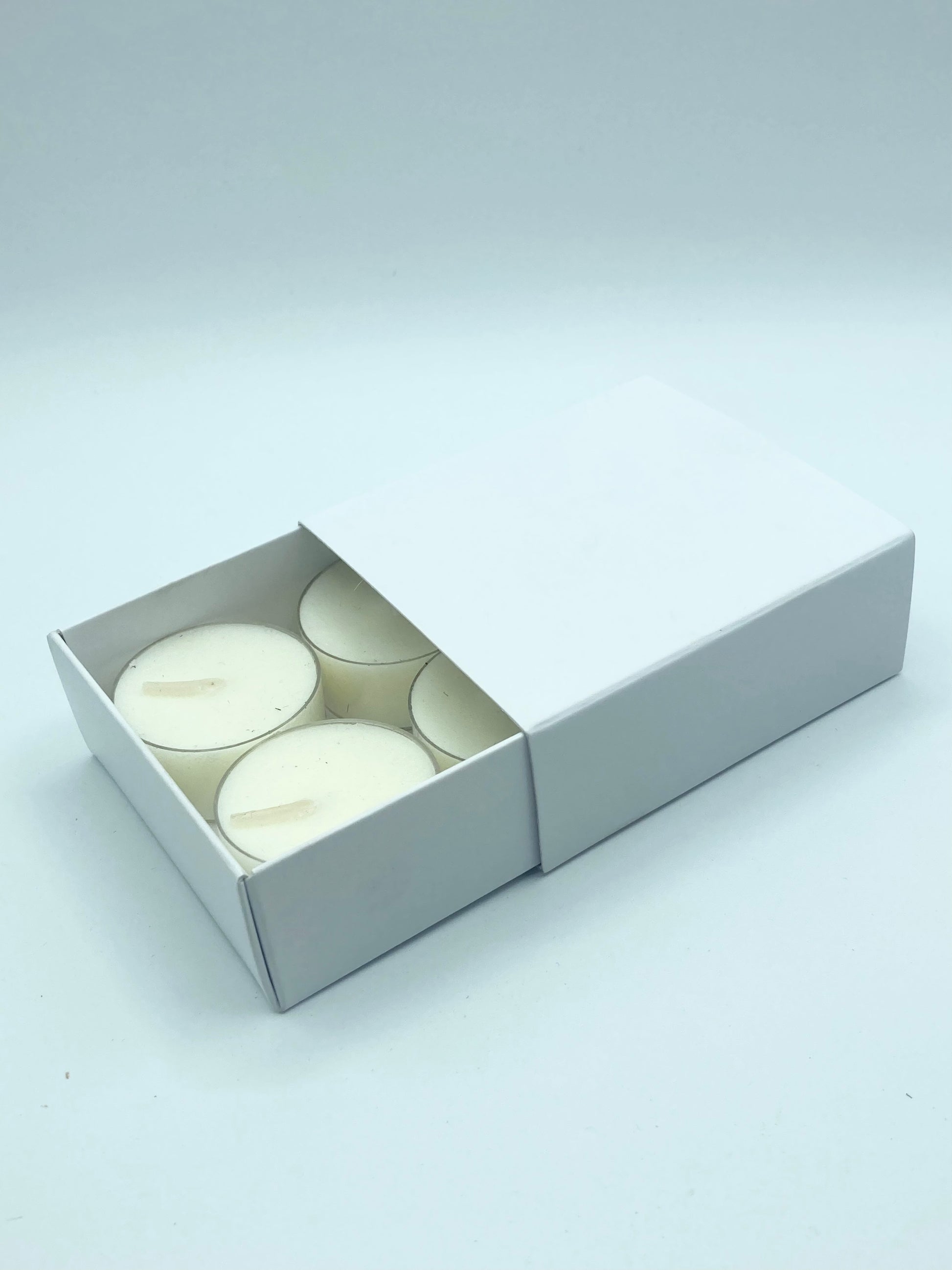 TEALIGHT CANDLE BOX WITH SLEEVE for 4 Tealights - WHITE (Pack of 10 ...